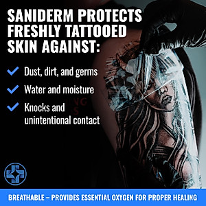 Saniderm Original Tattoo Aftercare Bandage (Personal Roll, 10.2 in x 2 yd) – Convenient, Faster Tattoo Healing and Protection – Sterile, Waterproof, and Latex-Free Tattoo Aftercare Wrap – Gloss Finish