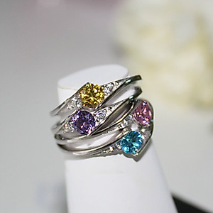 Oxford Diamond Co Sterling Silver Round Yellow Gold Plated CZ Solitaire Fashion Ring Sizes 10