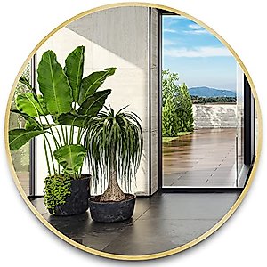 URnicehome Round Mirror 36 Inch Gold Circle Wall Mirror Metal Framed Mirror for Bedroom Bathroom Living Room Entryways Washrooms and More