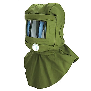 QWORK Sand Blasting Hood Cap, Shawl Cap Sandblasting Mask Anti Dust/Wind Sandblasting Tool Mask,Cut/Scratch/Heat Resistant Neck Protector, Green