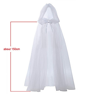 Ghost Costume Haunted Hooded Cape Costume Black Capes for Women Bride Hooded Cape Cloak 59.06 IN (Black)
