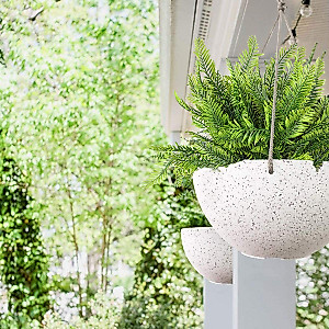 Rinlong 6Pcs Artificial Boston Fern Greenery Fake Plants Outdoor UV Resistant Plants Faux Fern for Outdoors Hanging Planter Decor