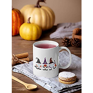 Halloween Gnomes Coffee Mug Cute Seasonal Jack O'lantern Funny Motivation Inspiration 11-ounce White Ceramic Cup CMP00098