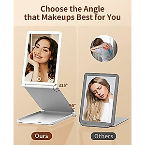 Jack & Rose Travel Makeup Mirror with Magnification, Travel Mirror with Light, Adjustable Height and Angle, Portable Folding Mirror