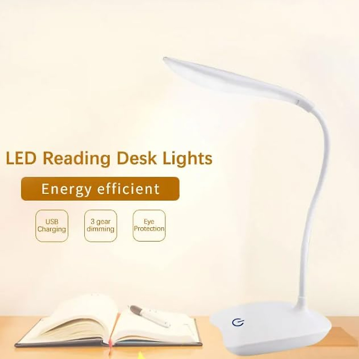 ZABEES Desktop Desk Lamp Led USB Rechargeable Student Reading Lamp Lighting Eye Protection Room Night Light Bedroom Bedside