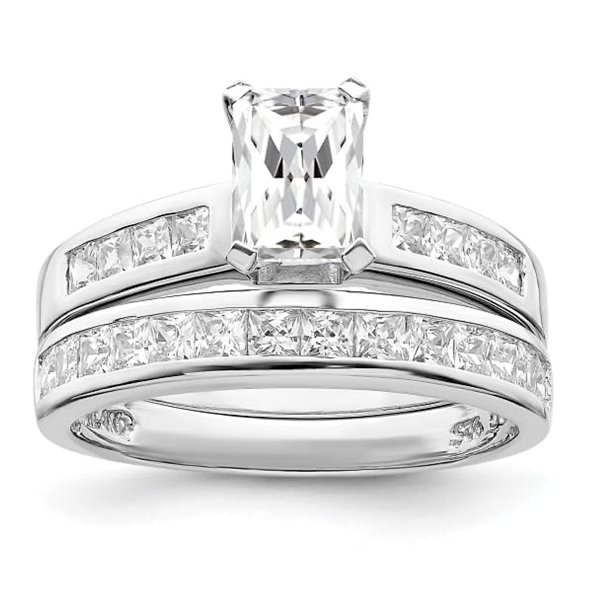 IceCarats 925 Sterling Silver Cubic Zirconia CZ Wedding Band Engagement Ring Bridal Jewelry Set Size 8