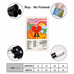 Bad Poster Bunny Un Verano Sin Ti Music Album Cover Signed Limited Edition Poster Canvas Poster Wall Art Decor Print Picture Paintings for Living Room Bedroom Decoration Unframe:12x18inch(30x45cm)