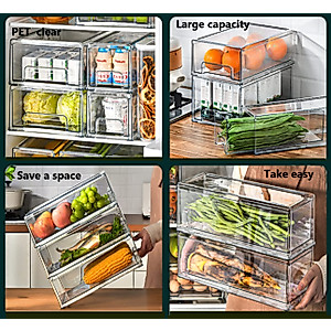 YouLike 2Pack Stackable Refrigerator  Organizer Drawer Clear Plastic Kitchen Cabinets Pantry Storage Containers Bedrooms, Bathrooms(13.5”x5”x4.5”)
