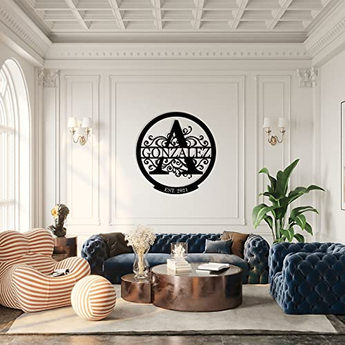 Customized Family Name Sign Personalized Last Name Metal Signs Custom Last Name Sign Metal Wall Art Split Letter Name Sign Door Hanger Monogram Wall Decor Metal Sign Wedding Gift