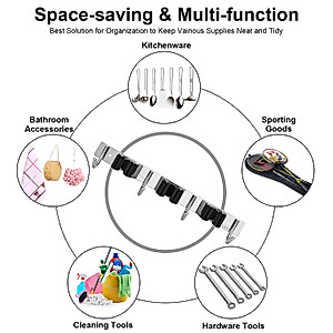 Favbal Broom Hanger Wall Mounted, 2PCS Mop and Broom Holder Wall Mount Garage Organization and Storage Stainless Steel Kitchen Tool Organizer Wall Hanger for Laundry Room Garden Garage Closet Kitchen