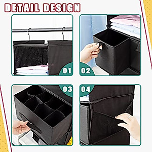 Bosuelife 6-Shelves Hanging Closet Organizer with 5 Different Drawers, Foldable Closet Organizers and Storage for Wardrobe, Closet& RV, Clothes and Accessories Storage, Non-Woven Fabric, Black