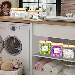 ASMALAM 3 Pack Laundry Room Organization Storage Containers Acrylic Jars and Dryer Sheet Container with Lids and Labels for Laundry Detergent Laundry Pods Containers Dry Sheet Organizing