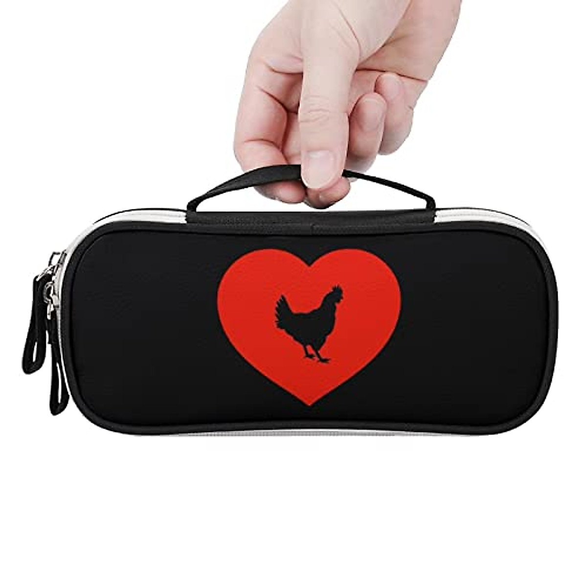 Love Cock Printed Pencil Case Bag Stationery Pouch with Handle Portable Makeup Bag Desk Organizer