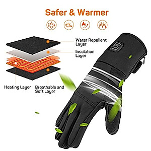 Dr. Prepare Heated Gloves for Men Women, 3200mAh Rechargeable Electric Battery, Thin Heated Motorcycle Work Gloves Liners, Touch Screen Gloves Winter Hand Warmer for Hunting Skiing Snowboarding M Size