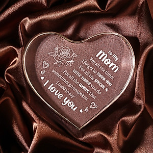 Milcier Gifts for Mom, Mom Birthday Gifts - Acrylic Keepsake 3.9x3.9 Inch - I Love You Mom Gifts from Son Daughter - Best Mothers Day Valentines Day Christmas Gifts for Mom