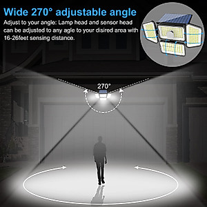 2 Pack Solar Outdoor Lights,4 Heads 268 LED 3000LM Solar Motion Sensor Lights, IP65 Waterproof Wireless Solar Security Lights, LED Flood Lights for Garage Yard Pathway