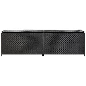 YEZIYIYFOB 160 gal Outdoor Storage Box Large Deck Box Taupe Black Rattan Patio Storage Box Garden Storage Suncast Chest Container Poly Cabinet for Lawn Backyard 78.7"x19.6"x23.6" Black NOT WATERPROOF