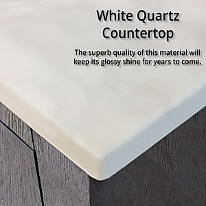 Bell+Modern Big Sur 84 in. W x 22 in. D Distressed Grey Double Bath Vanity and White Quartz Top