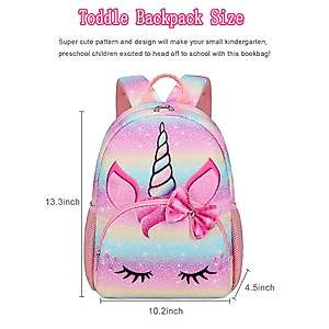 OctSky Unicorn Toddler Backpack Girls Mini Backpack for Kids, Lightweight Preschool Backpack for Kindergarten Little Girls Bookbag With Chest Strap Mini