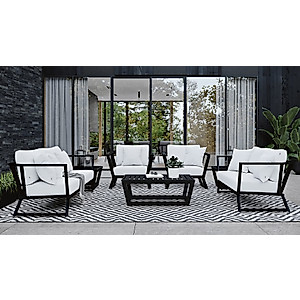 ZURI Modern Outdoor Patio Nadie Stainless Steel Sofa with Quick Drying Cushion - Black/White