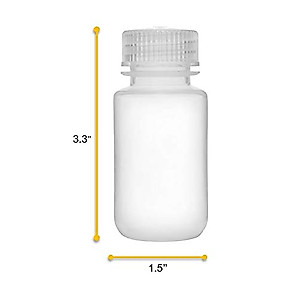 EISCO 12PK Reagent Bottles, 60ml - Wide Mouth with Screw Cap - Polypropylene - Translucent Labs