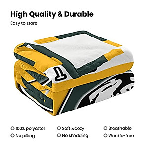 Green Bay Throw Blanket Thickened Custom Any Name and Number for Men Women Youth Gifts, 80 x 60 inch
