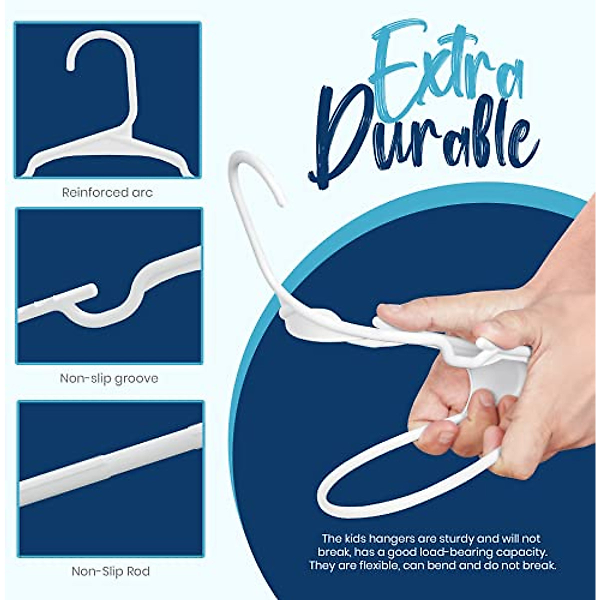 110 Pack - Plastic Hangers for Adults and Kids - Space Saving Notched 50 Pack Plastic Hangers - Durable 60 Pack Kids Hangers - White by Utopia Home