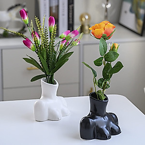 Lemonadeus Feminine Body Vases, Feminine Curve Vase Ceramic Charming Breast Vases for Modern Bohemian Home Decoration Bust Pot Body Vase Female Form Flower Vases (white)