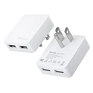 Nekmit Dual Port Ultra Thin Flat USB Wall Charger with Smart IC, 2 Pack
