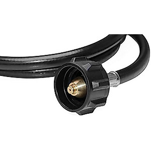 DOZYANT 5 Feet Propane Tank Extension Hose with Gauge -Leak Detector Replacement for Gas Grill, Heater and All Other Propane Appliances, Acme to Male QCC/POL Fittings