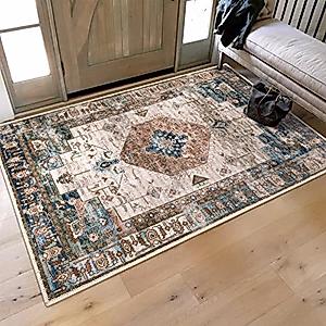 Collive Indoor Door Mat Retro Floor Mat, Non Slip Washable Doormat Large Size Quickly Absorb Welcome Mats Low-Pile Front Door Rug Inside Entryway Carpet for Entrance - 36" x 59"