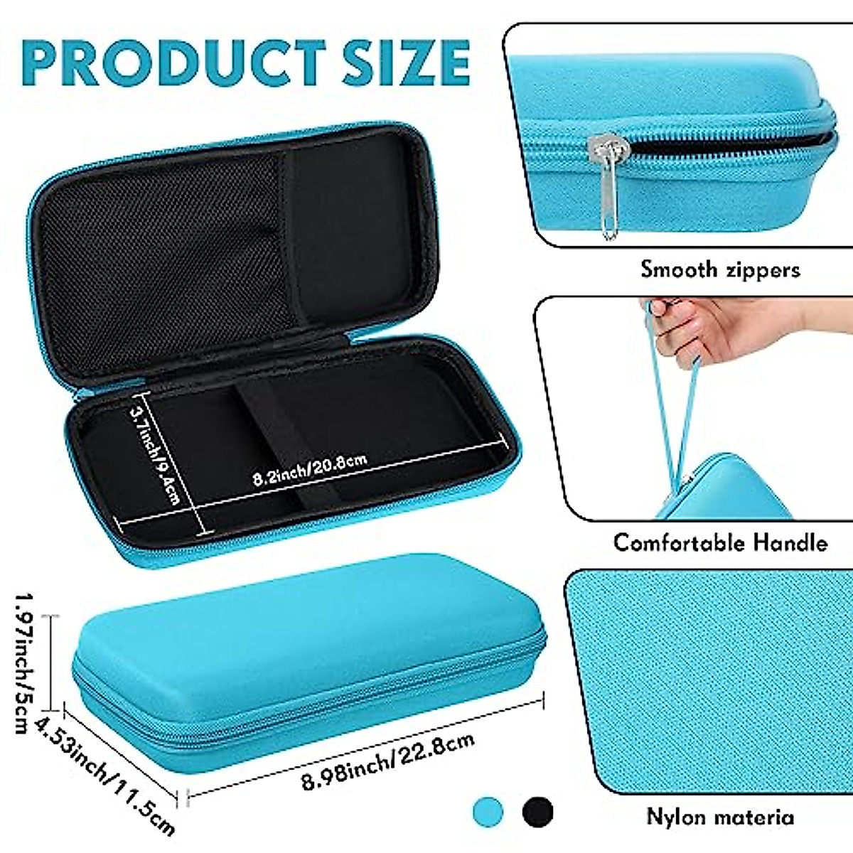 PerKoop 2 Pcs Hard Graphing Calculator Case Compatible with TI 84 Plus CE, 84 Plus, 83 Plus CE Black and Blue Calculators Storage Holder Bag Scientific Calculators Box for USB Cables Pens Ruler