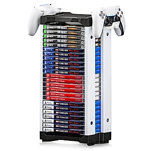 Nargos Video Game Storage Tower for PS5/PS4/PS3/PS2/Xbox One/Series X/S/Wii/Switch Game Cases, DVD and Blu-Ray Disks Organizer (23 PCS)