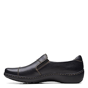 Clarks Women's Cora Harbor Loafer, Black Leather, 10 Wide