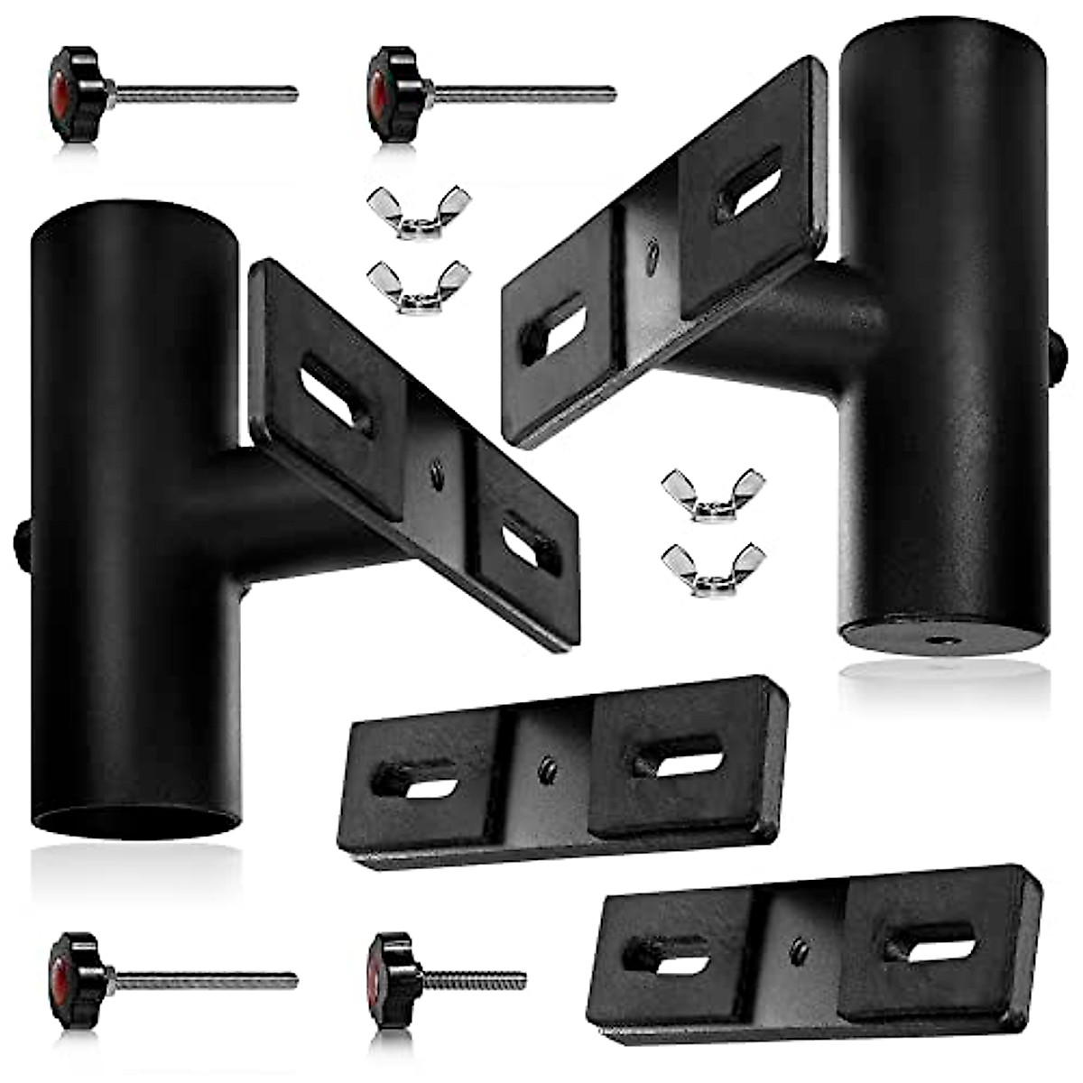 Vinazone Patio Umbrella Holder, Heavy Duty Deck Umbrella Mount, Umbrella Holder for Deck Railing, Deck Mount Umbrella Holder, Umbrella Deck Mount, Umbrella Clamp for Fence, Railing, Deck- Set1 -Black