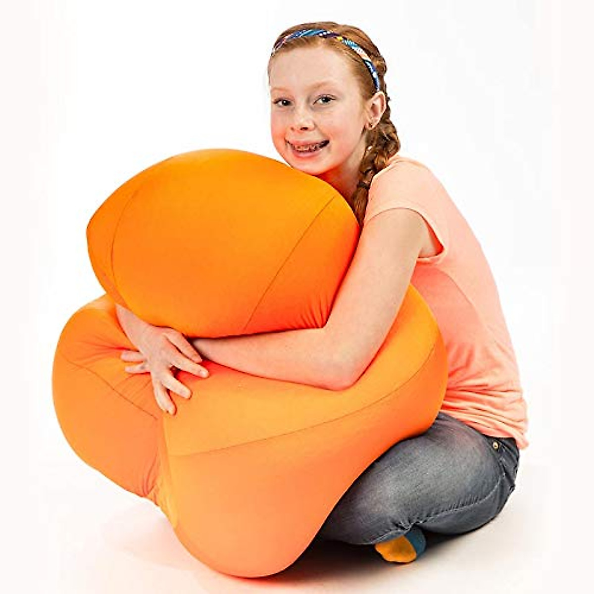Fun and Function - Mega Mushy Smushy Bean Bag Chair - Alternative Seating Options for Classrooms, Clinic & Home Use - Lightweight & Calming - Large, 24 Inches - Orange
