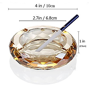 Crystal Glass Ashtray, Cigar Cigarettes Ashtray Holder Home Office Desktop Tabletop Decoration,Crystal Gold
