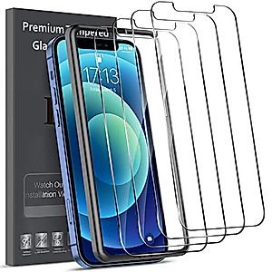 LK 4 Pack Screen Protector for iPhone 12 / iPhone 12 Pro 6.1-inch, Tempered Glass, Alignment Frame Easy Installation, 9H Hardness, Bubble Free, Work Most Cases
