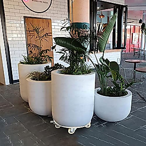 YUjieSTC Plant Stand with Wheels,3.0mm Thick Aluminum Alloy Heavy Duty Plant Caddy with Wheels, Rolling Plant Stand Holds 12 Inch and 500lbs（White）