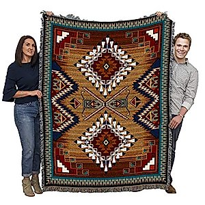 Pure Country Weavers Brazos Blanket - Southwest Native American Inspired - Gift Tapestry Throw Woven from Cotton - Made in The USA (72x54)