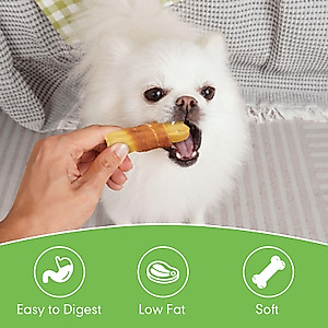 MON2SUN Rawhide Free Dog Treats, 2.75 Inch Real Chicken Wrapped Bones for Puppy and Small Dogs, Soft and Healthy Dog Snacks with Added Vitamins, 14.1oz (16 Count-Pack of 1)