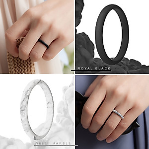 ThunderFit Women's Thin and Stackable Silicone Wedding Bands, Promise Rings 2.5mm Wide 2mm Thick - 1/4/5/6/7/8/9/10 Variety Multipack (Pack B - Size 5.5-6 (16.5mm))