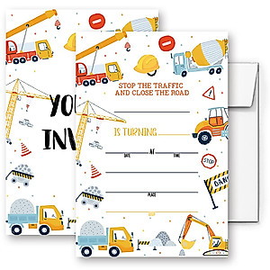LoaHak Transportation Birthday Invitations, Transportation Birthday Party Invitation, Transportation Theme Birthday Party Invitation Cards. (072)