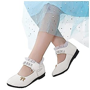 Princess Leather Sandals Shoes Children Toddler Boys Girls Shoes Kid Leather Dance Shoes Casual Sandals Shoes (White, 6.5-7 Years Little Kid)