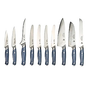 Restaurantware Sensei 10-Piece Knife Set 1 Sharp Professional Knife Set For Chefs - Damascus Steel 67 Layers Blue German Steel Steel Knife Set Ergonomic Handle For Multi Purpose Kitchen Use