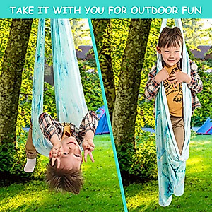 KABOER Indoor Outdoor Cuddle Sensory Swing,Therapy Hammock Swings with 360° Swivel Hanger Hanging Calming Compression Therapy Swing for Child&Adults to Play&Calm, Max Weight 200lbs,Marbling