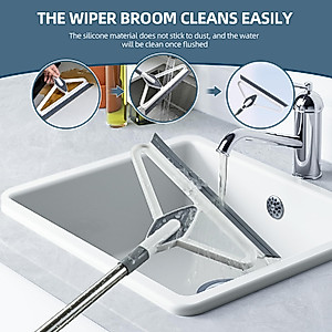 Kickleen 2 Pack Silicone Broom-Magic Broom for Sweeping Hair Water Spill Dust Scraping， Household Window Bathroom Floor Wipers