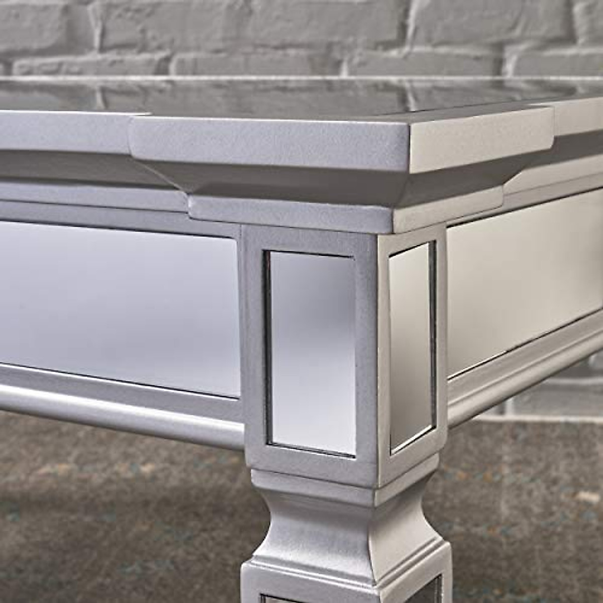 Christopher Knight Home Solanna Mirror Finished Faux Wood Coffee Table, Clear / Mirror White, 23 in x 42.15 in x 18.25 in