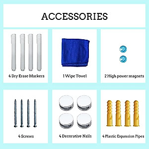 DEVELOP Magnetic Black Glass Dry Erase Board, 47.2 x 31.5 Inches, Frameless Wall Mounted Writing Glass Whiteboard with 4 Markers, 2 Magnets, 1 Eraser