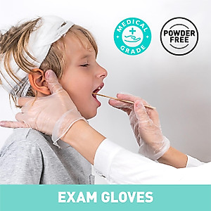 OKIAAS Disposable Gloves M, Food Safe| Latex-Free and Powder-Free Clear Vinyl Gloves for Cooking, Food Prep, Household Cleaning, Exam| Medium,100 Counts/Box